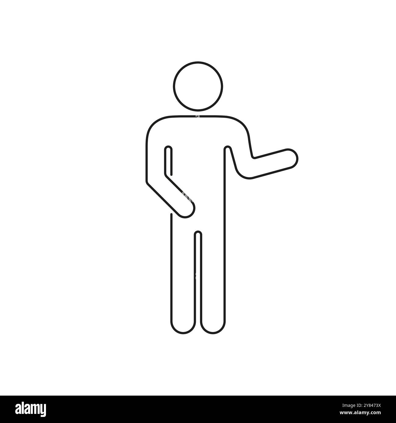 Man Presenting with Hand Gesture Line Sign. Human Figure with Hand ...