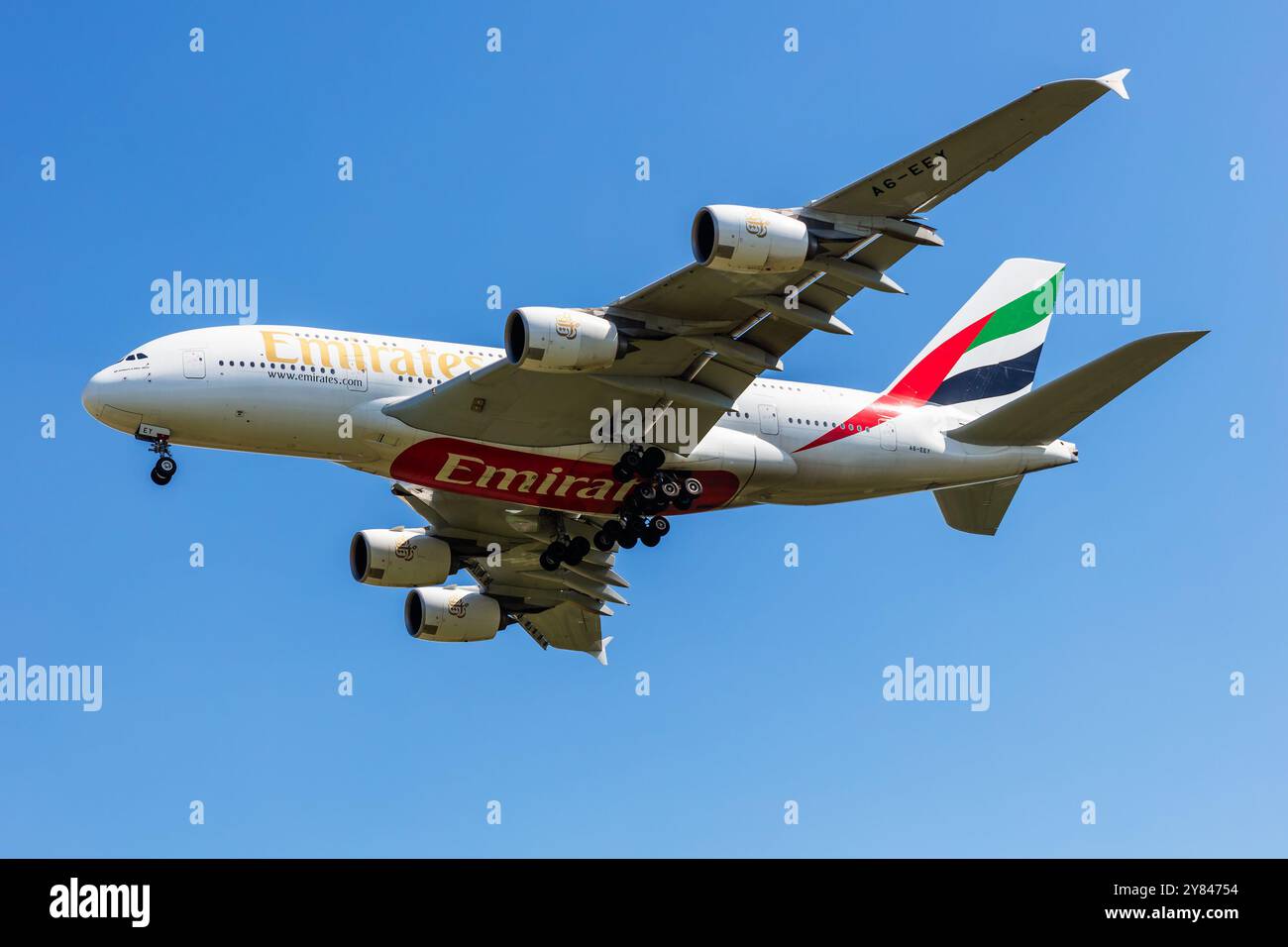 Vienna, Austria - April 13, 2024: Emirates Airbus A380 passenger plane ...