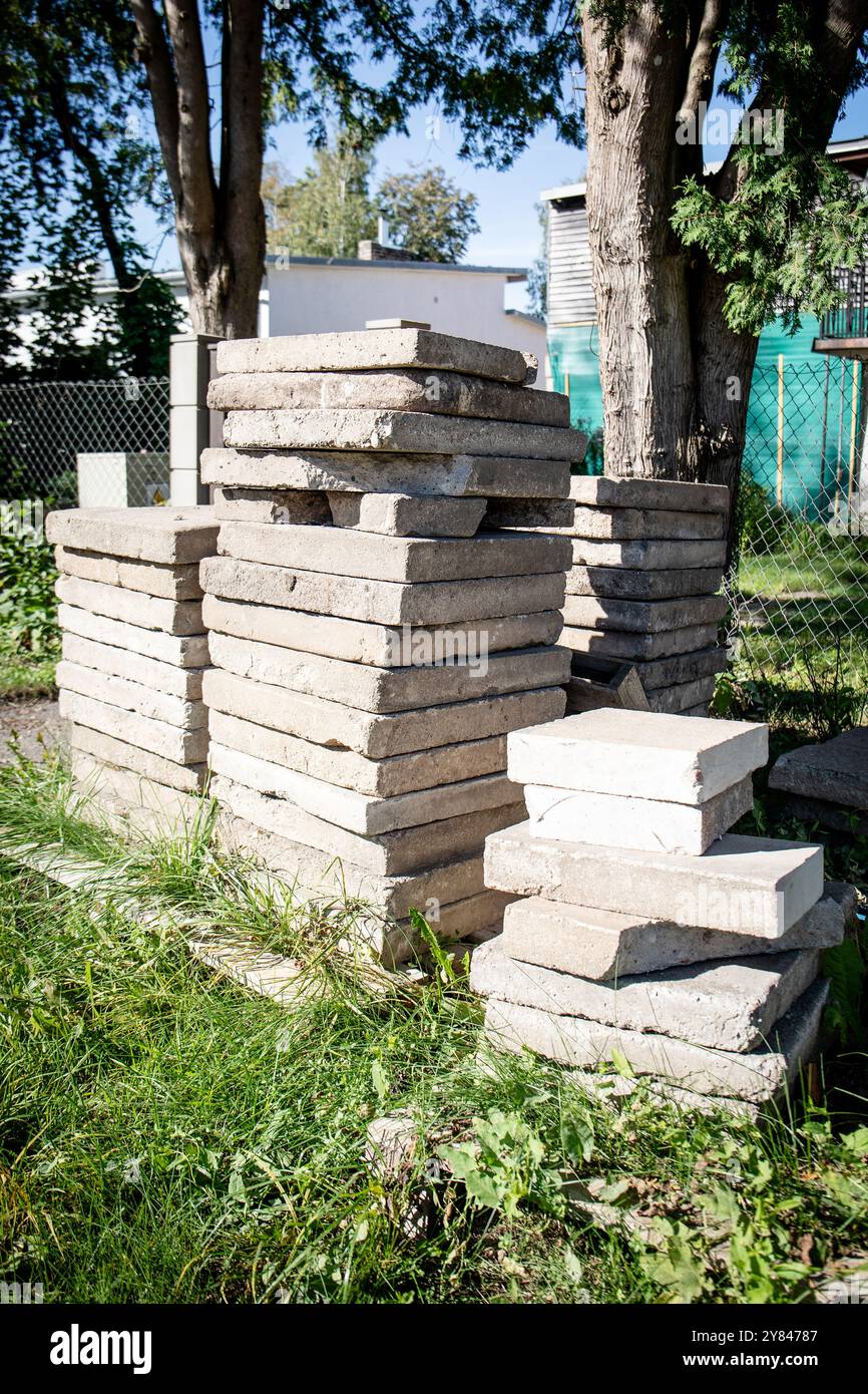 Old concrete slabs. Environmental improvement and construction works ...