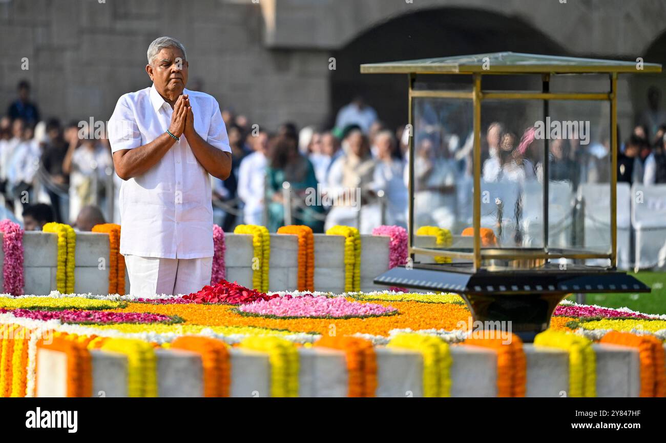 NEW DELHI, INDIA - OCTOBER 2: Vice President Jagdeep Dhankhar pays ...