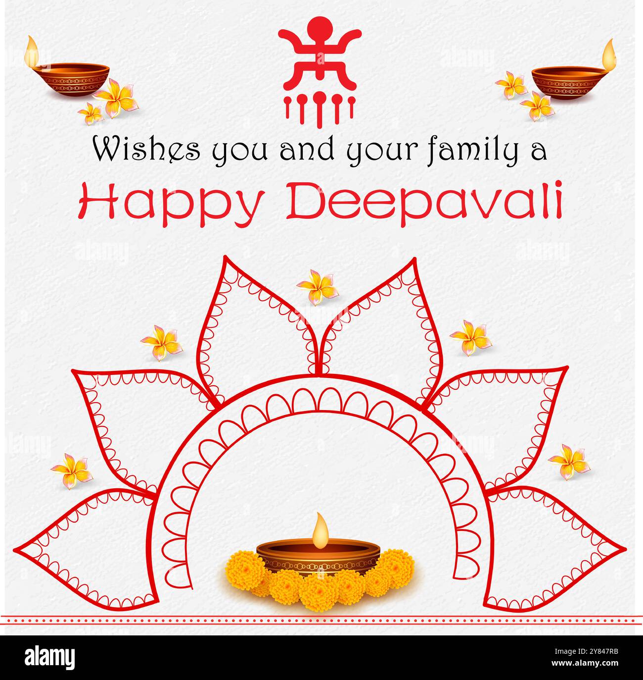 Happy deepavali with oil diya and swastik logo, mandala art Stock ...