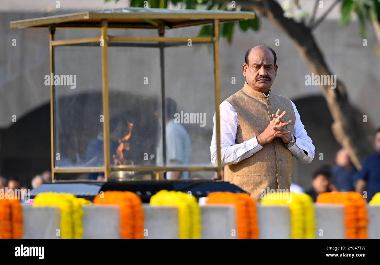 NEW DELHI, INDIA - OCTOBER 2: Om Birla (Speaker, Lok Sabha) pays homage ...