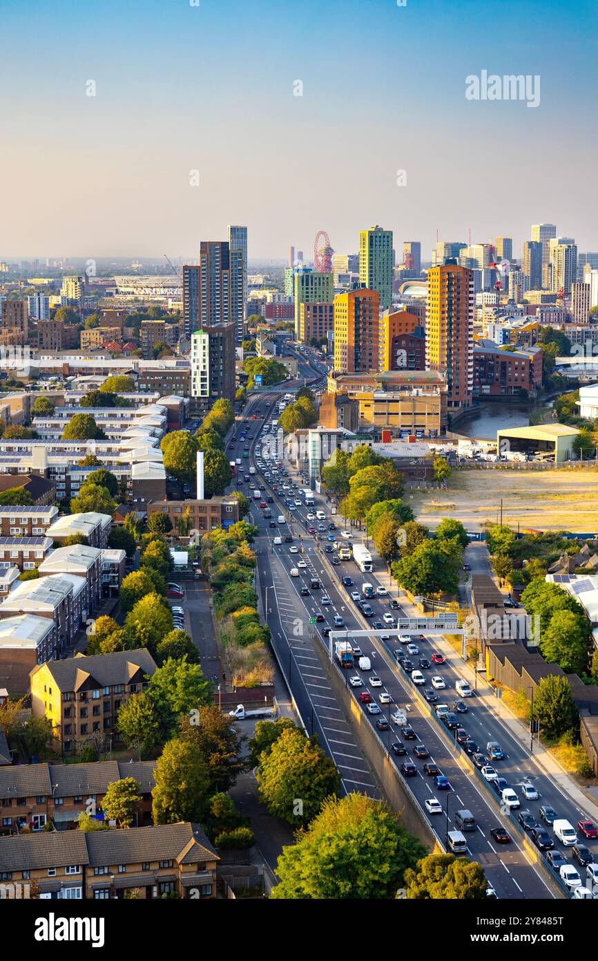 View of the Blackwall Tunnel Northern Approach, Leaside Lock tower ...
