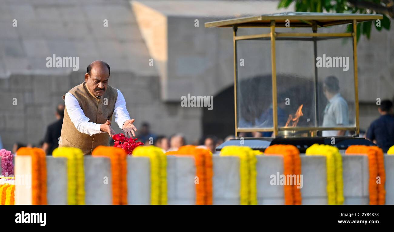 NEW DELHI, INDIA - OCTOBER 2: Om Birla (Speaker, Lok Sabha) pays homage ...