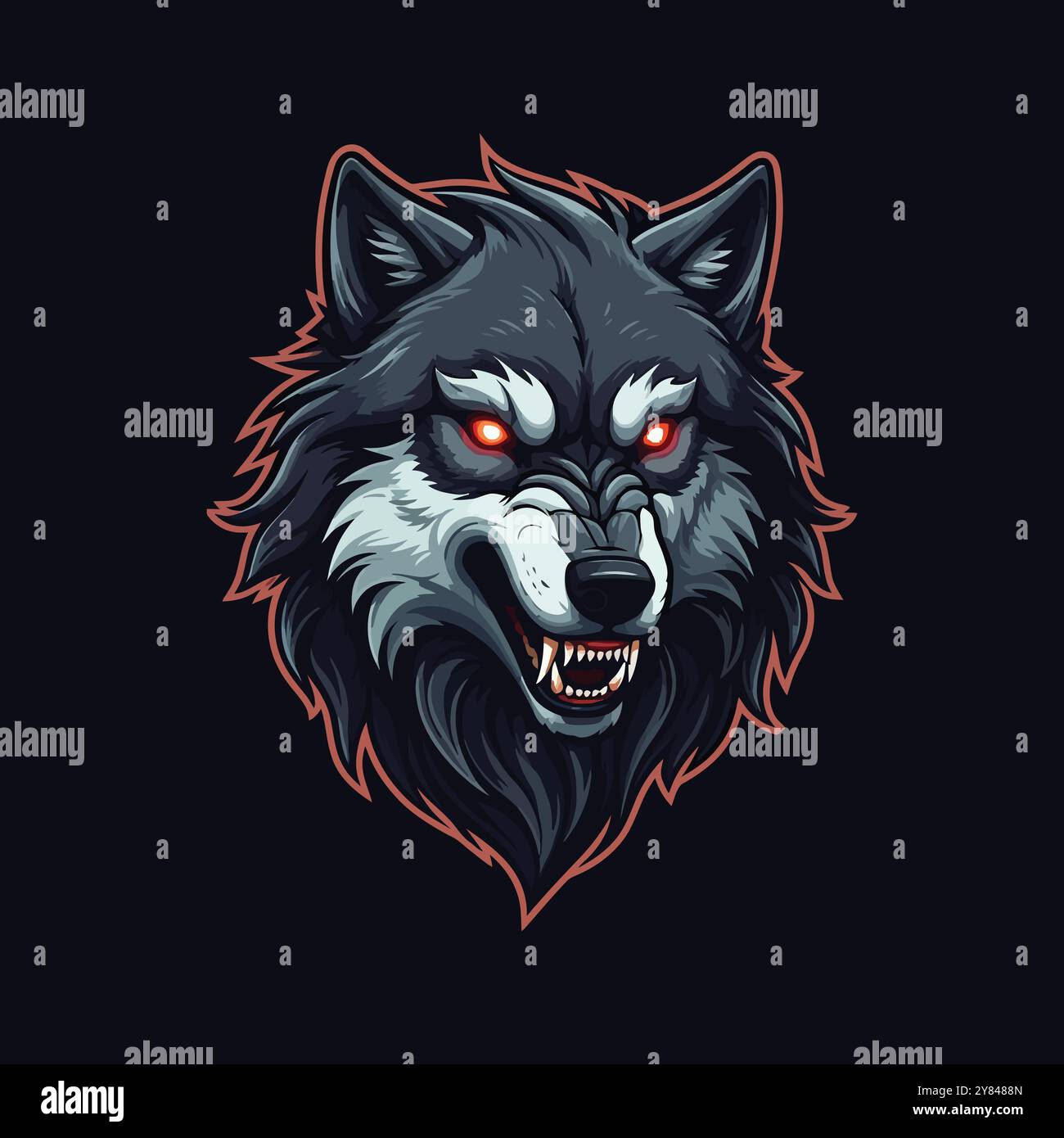 An esports style illustration featuring an angry wolf head logo Stock ...