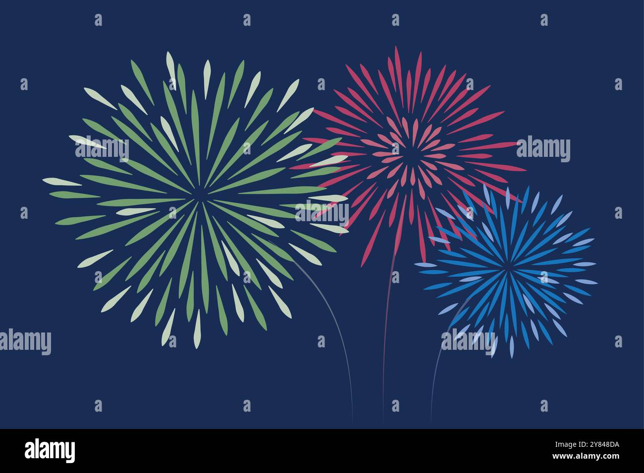 colorful new year fireworks decoration isolated vector illustration ...
