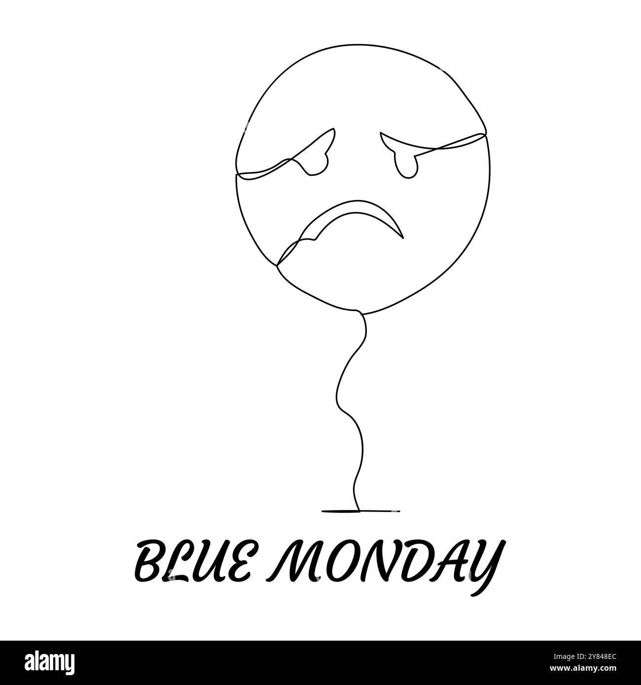One continuous line drawing of Blue Monday concept Doodle vector ...