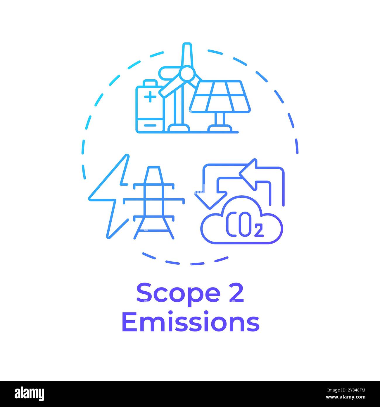 Scope 2 emissions blue gradient concept icon Stock Vector Image & Art ...