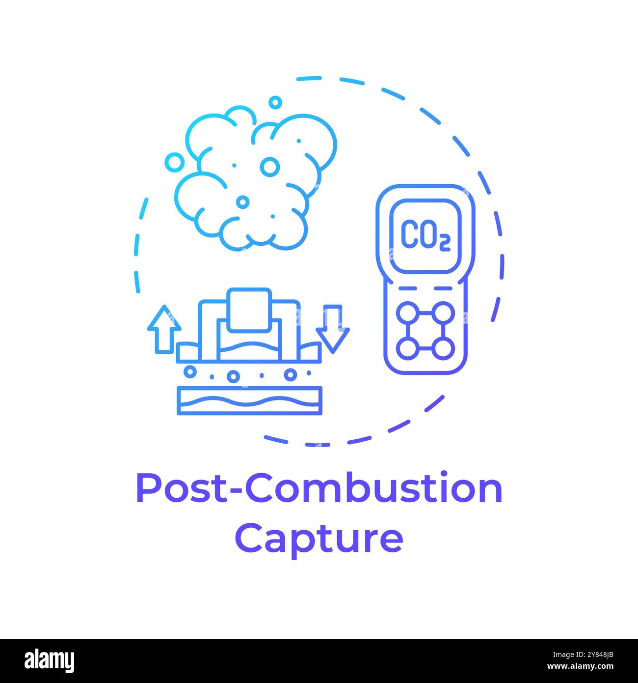 Post-combustion capture blue gradient concept icon Stock Vector Image ...