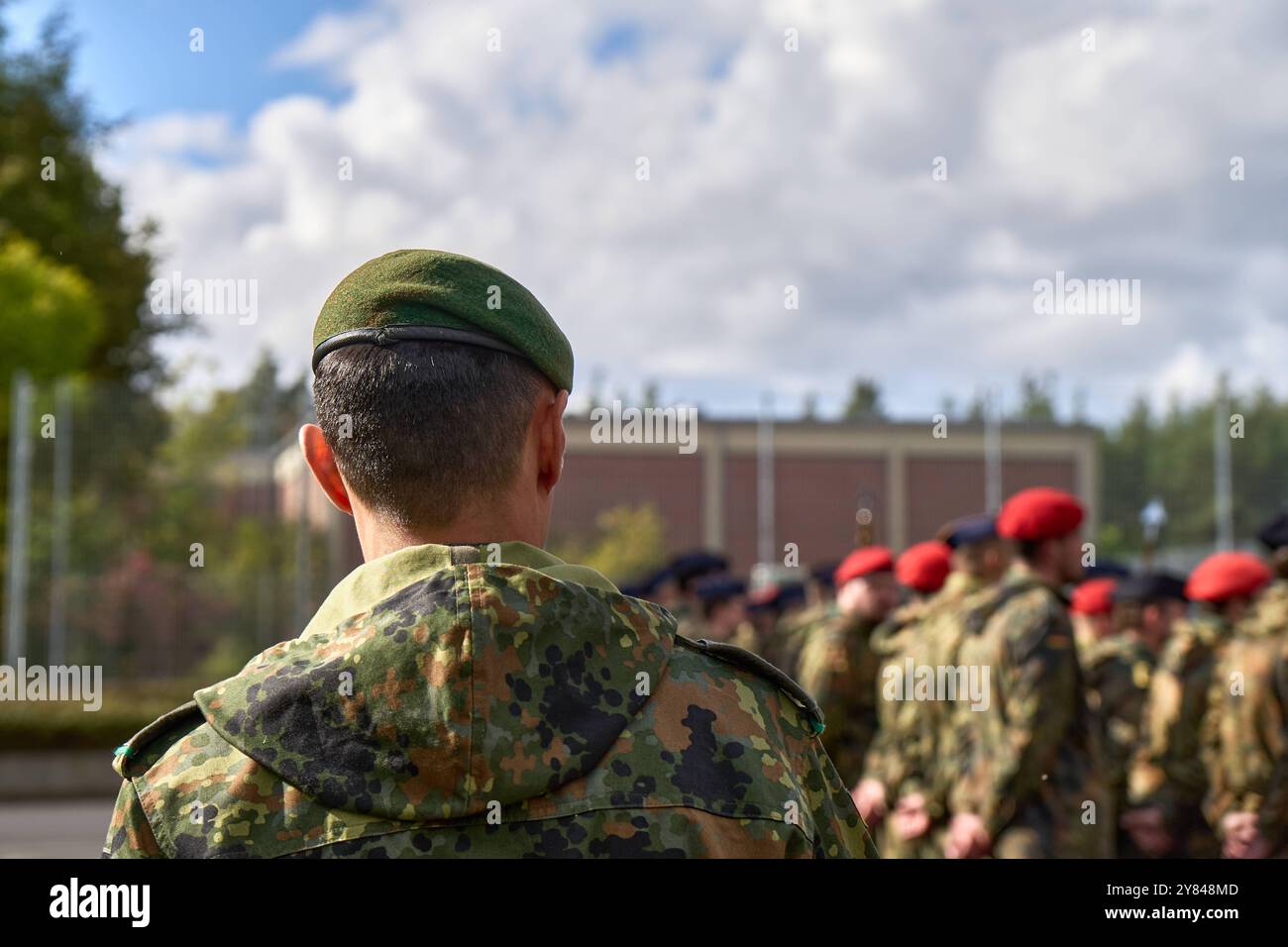 Volkach, Bavaria, Germany - 1 October 2024: A Bundeswehr soldier with a ...