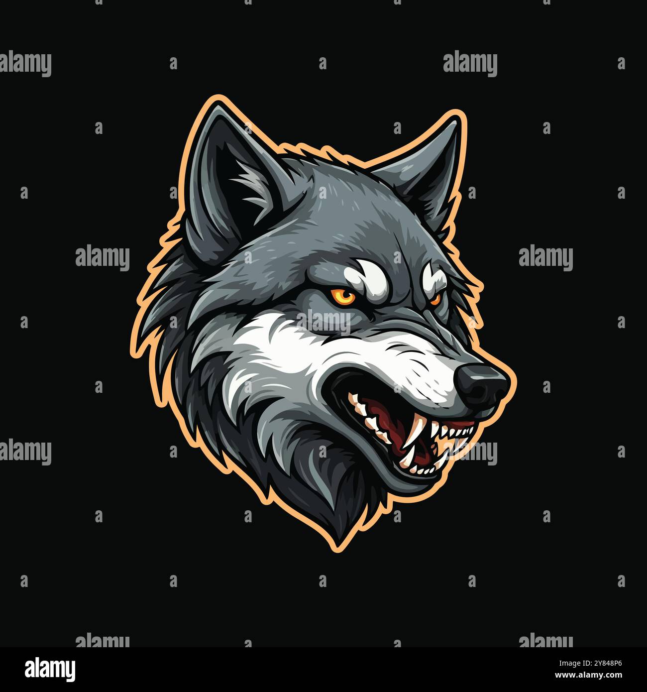 An esports style illustration featuring an angry wolf head logo Stock ...