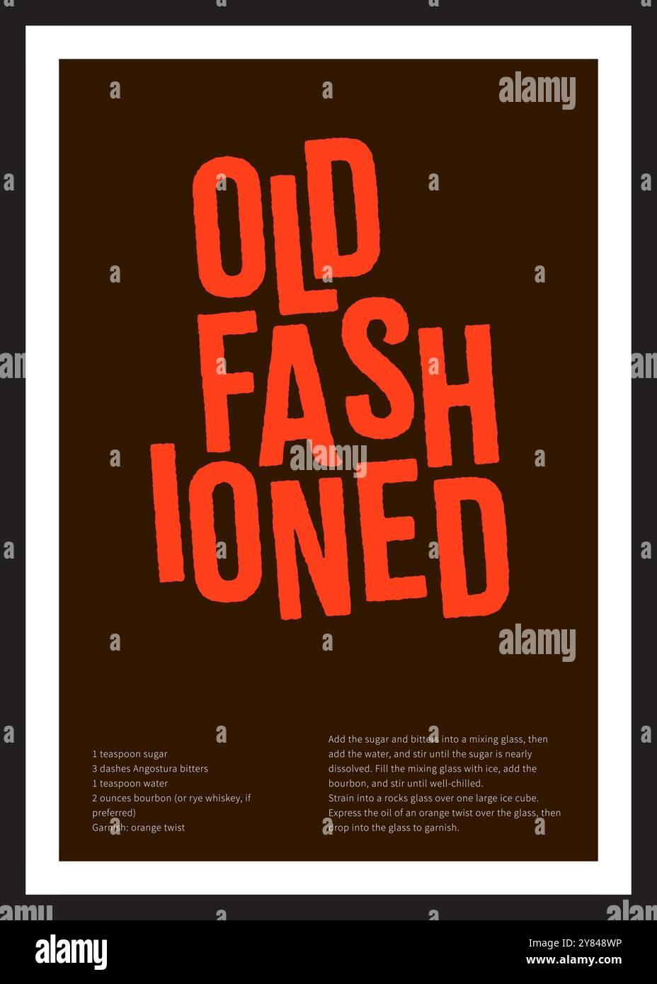 Old Fashioned cocktail poster, decoration for club, nightclub, bar or ...