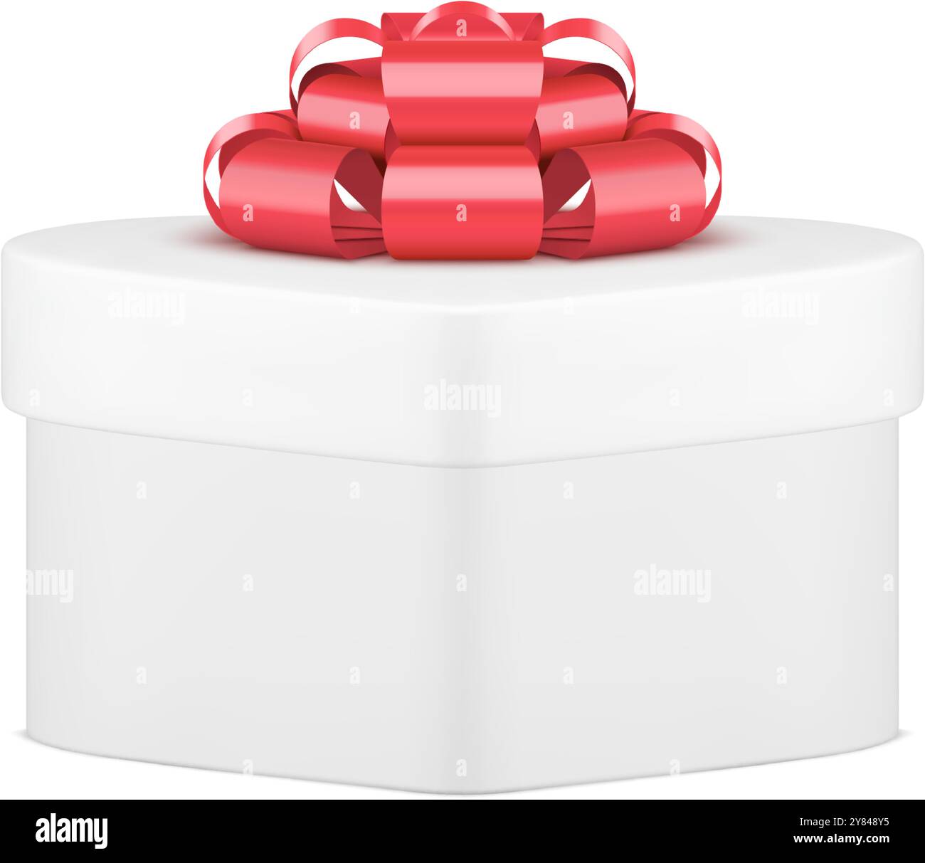 White closed gift box heart shape with red bow elegant container 3d ...