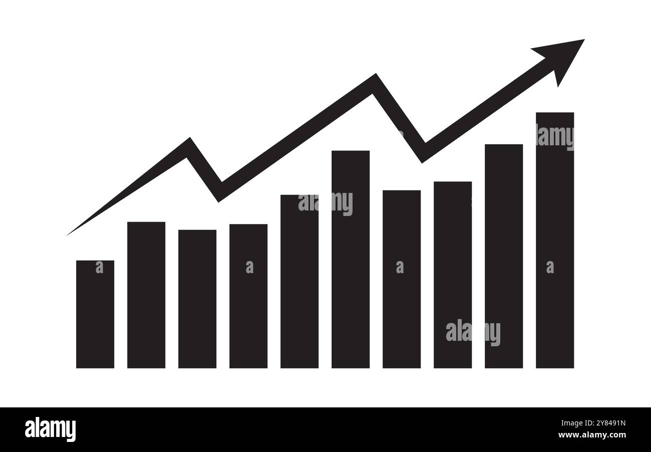 Profit growing icon. Growing graph symbol. Progress bar uptrend. Growing graph icon graph sign ...