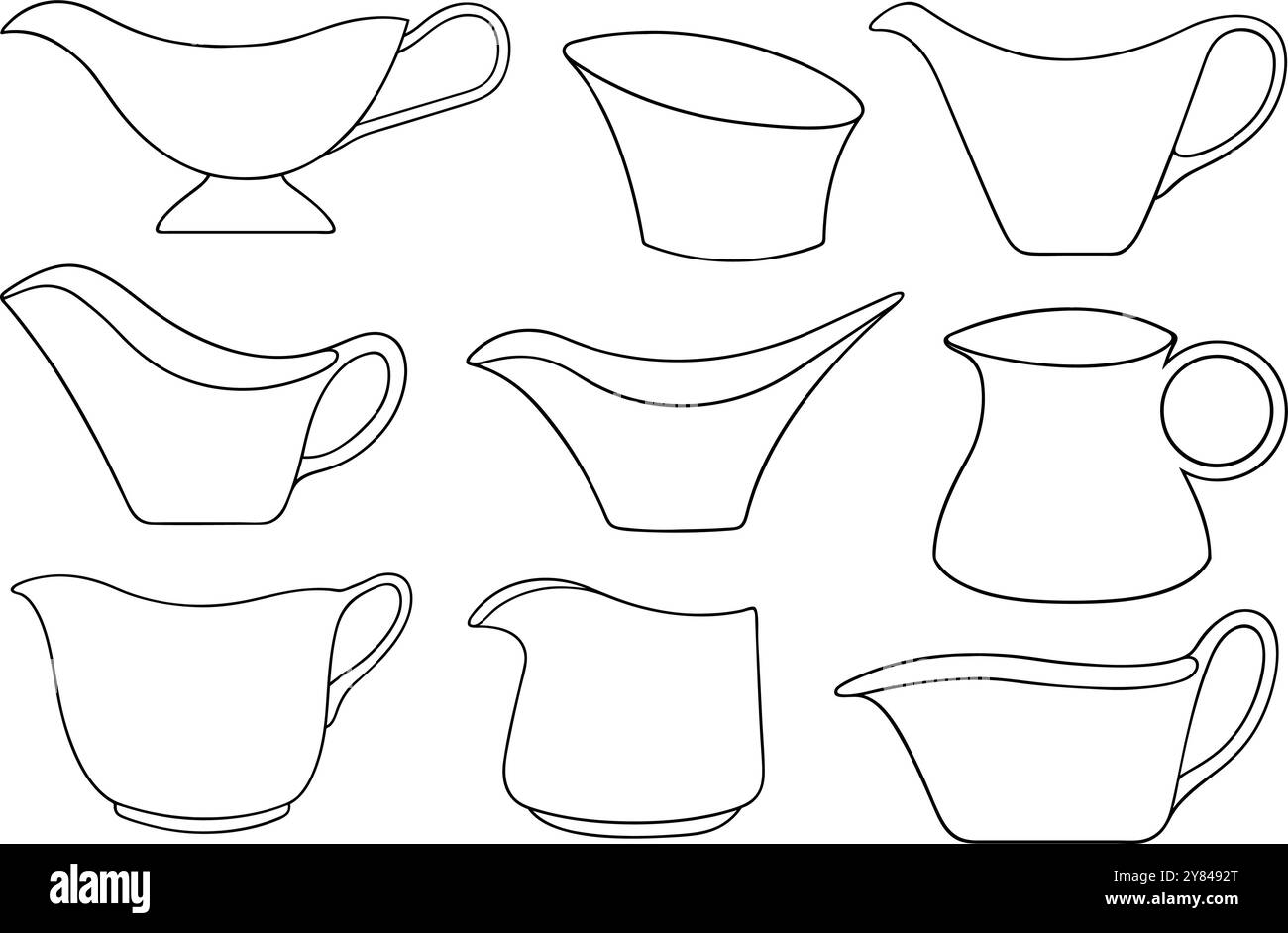 Set of different gravy sauce boats isolated on white background Stock ...