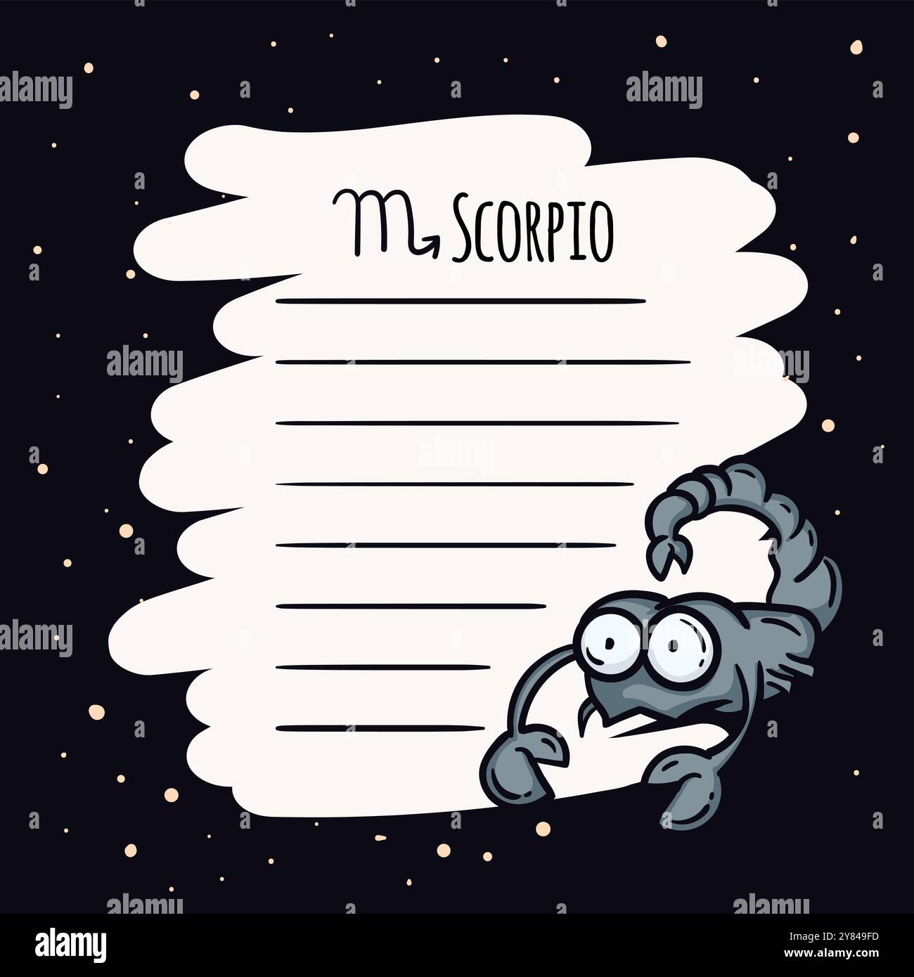 Notepad page template with Scorpio zodiac sign. Astrological symbols of ...