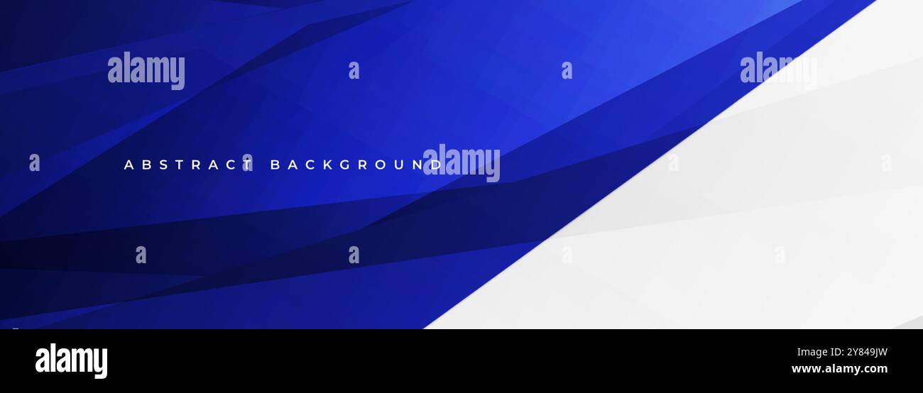Blue and white modern abstract wide banner with geometric shapes ...