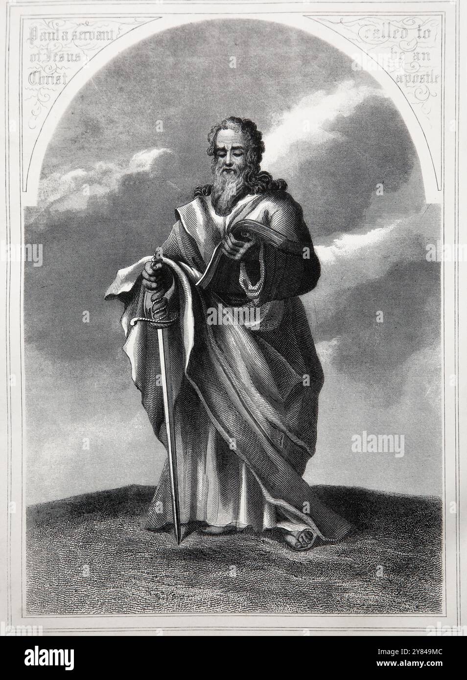 Engraving of Saint Paul (Saul of Tarsus) 1776 Edition of The National Illustrated Family Bible ...