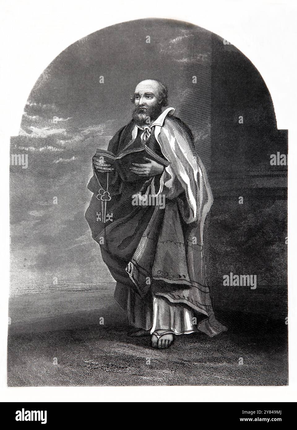 Engraving of Saint Peter holding the Keys of Heaven in Antique 1776 ...