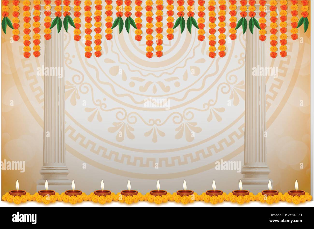 happy diwali or puja traditional decorative background Stock Vector ...