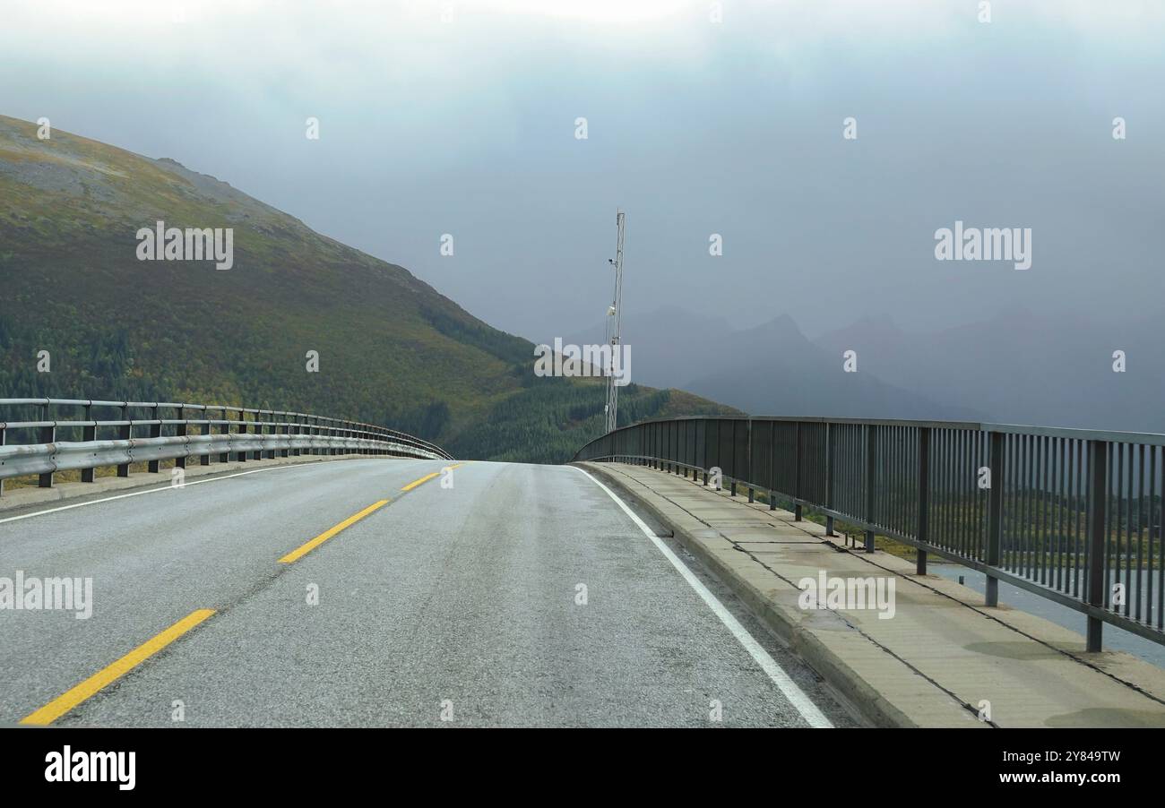 14th September, 2024 Lofoten Islands, Norway Gimsoystraumen bro (bridge ...