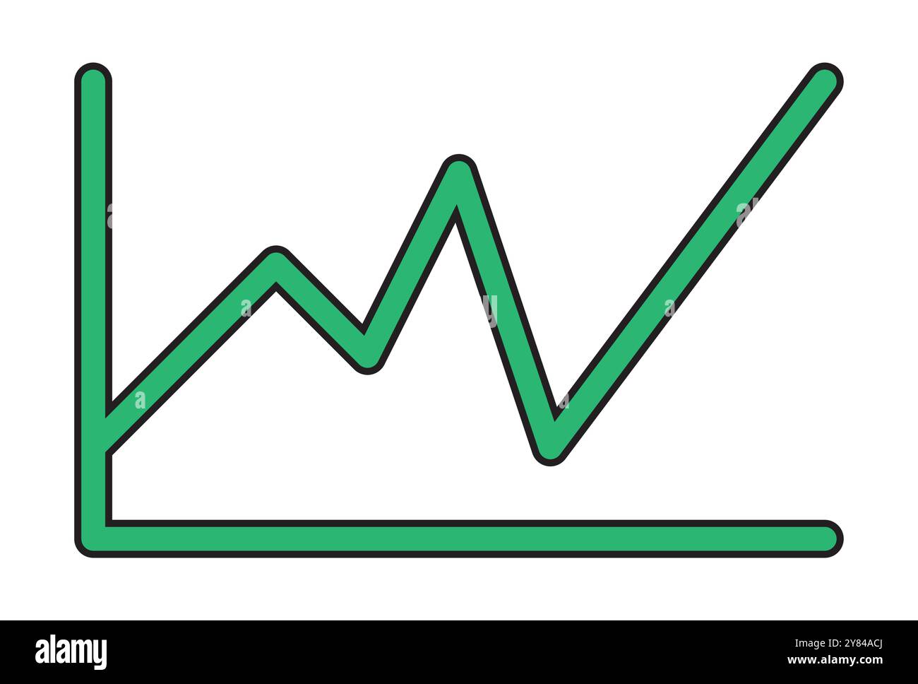 Growth line graph with green line. business growth icon for sales ...