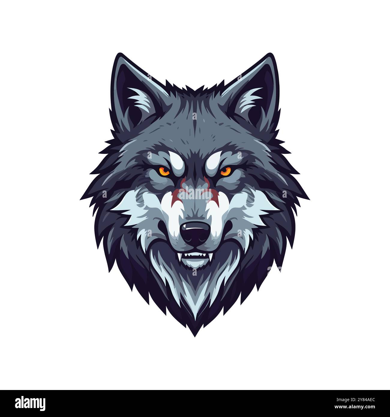 An esports style illustration featuring an angry wolf head logo Stock ...