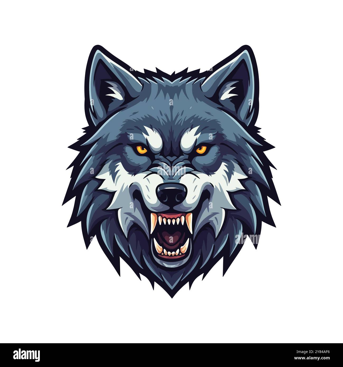 An esports style illustration featuring an angry wolf head logo Stock ...
