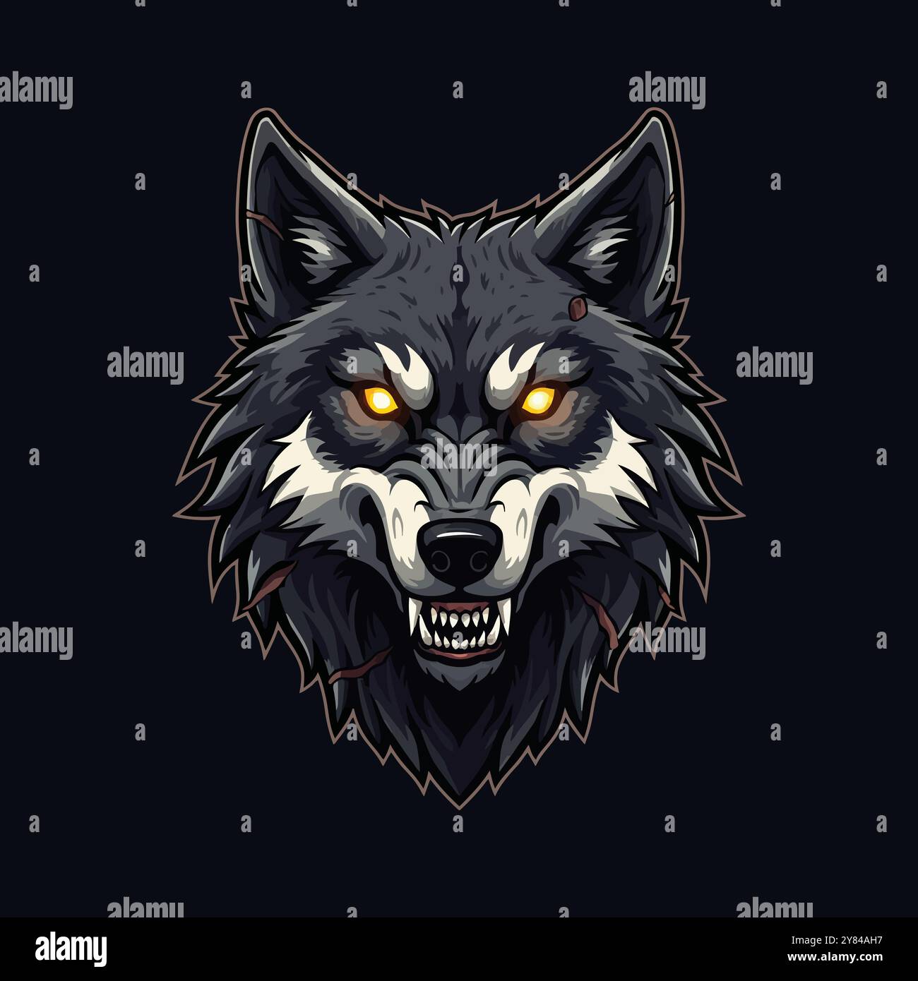 An esports style illustration featuring an angry wolf head logo Stock ...