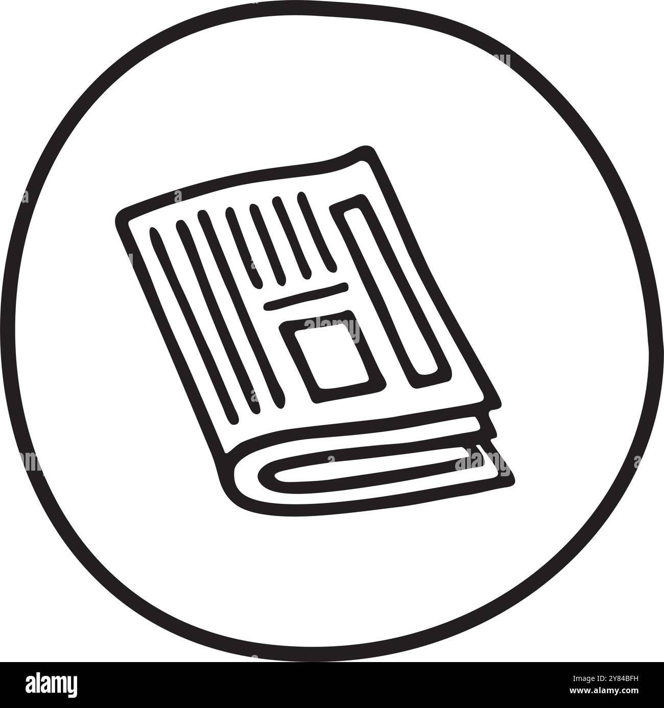 Doodle newspaper icon or logo, hand drawn with thin black line Stock ...
