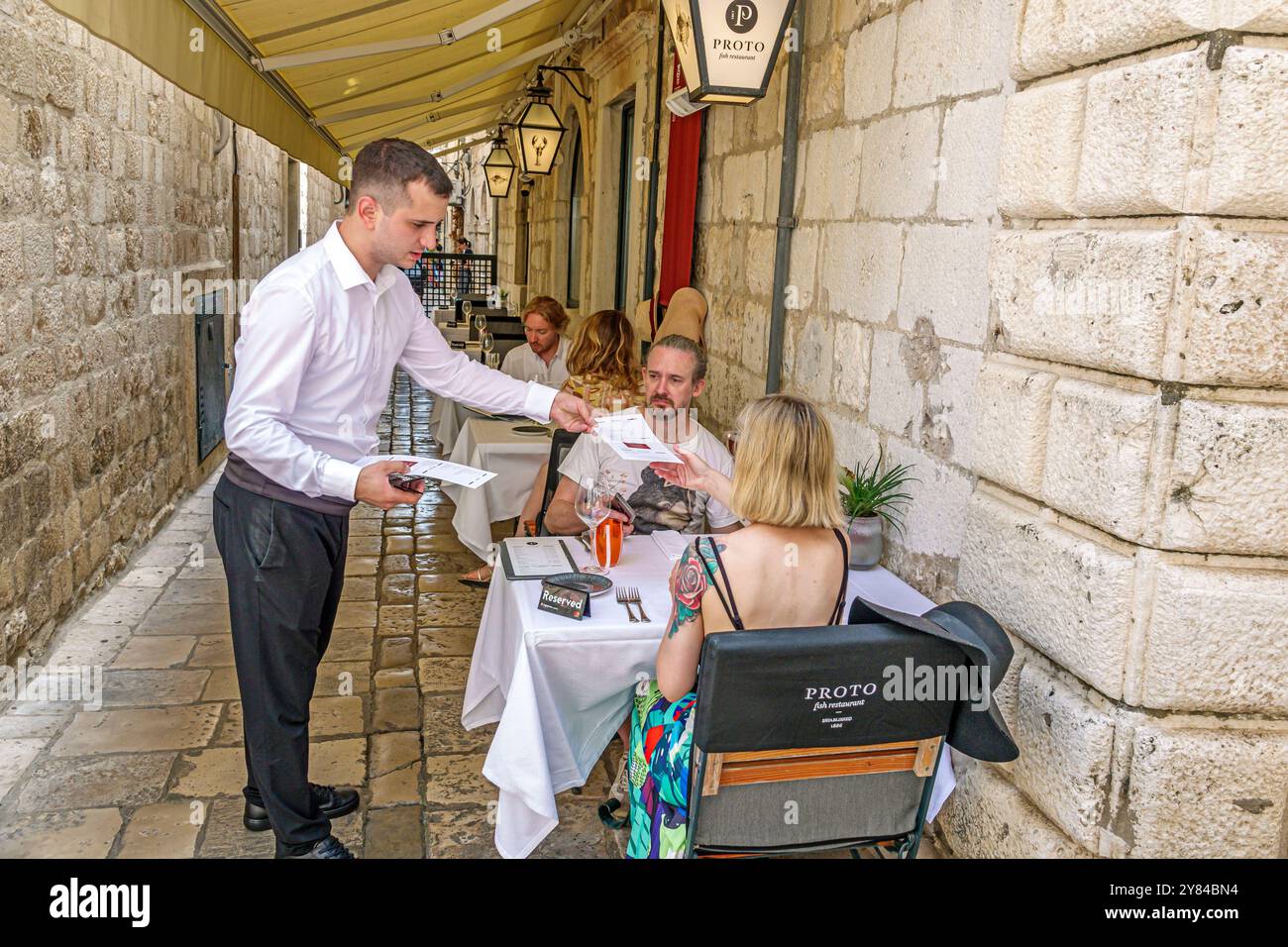 Dubrovnik Croatia,Old Town,Siroka Ulica street,limestone paved narrow ...