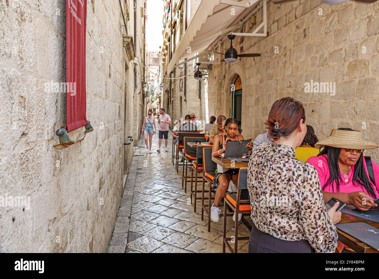 Dubrovnik Croatia,Old Town,Ulica Marojice Kaboge street,limestone paved ...