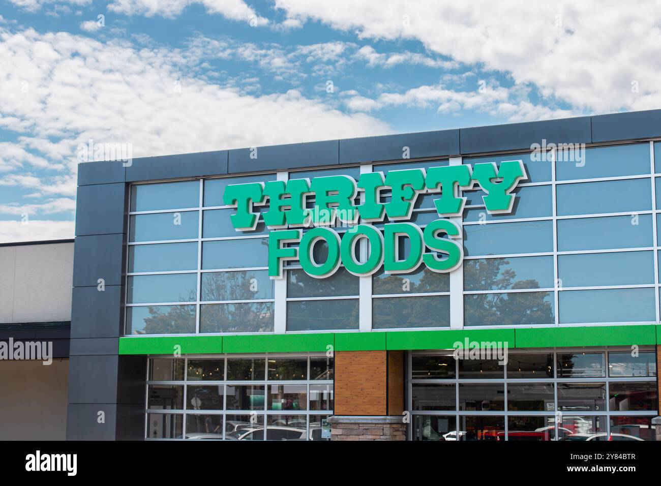 Store sign of Thrifty Foods. Thrifty Foods is a Canadian supermarket ...