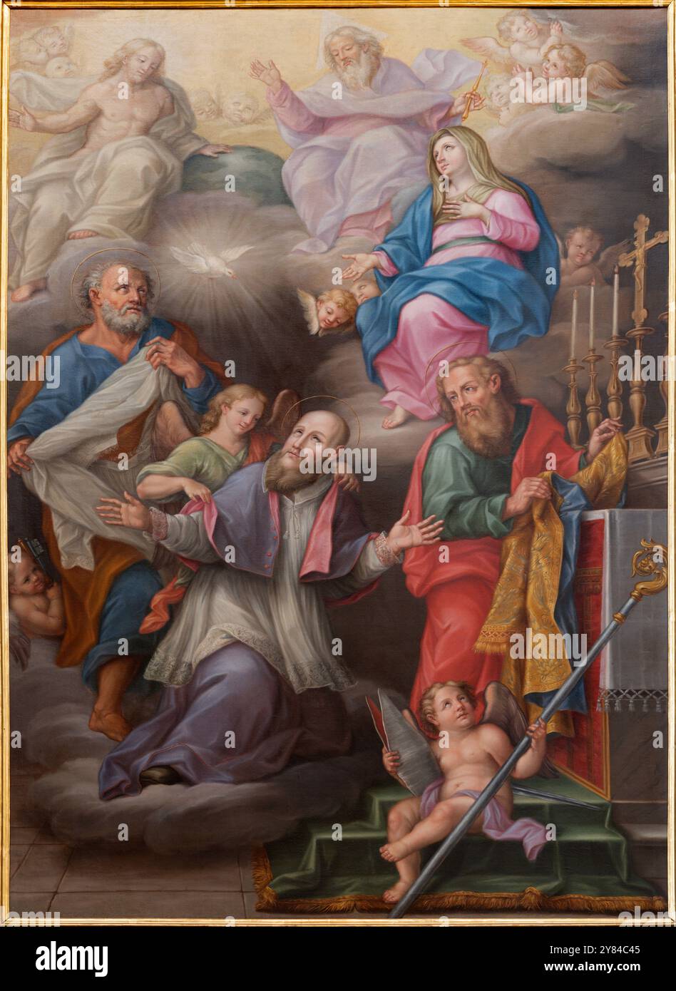 ASTI, ITALY - SEPTEMBER 10, 2024: The painting of Holy Trinity with the ...