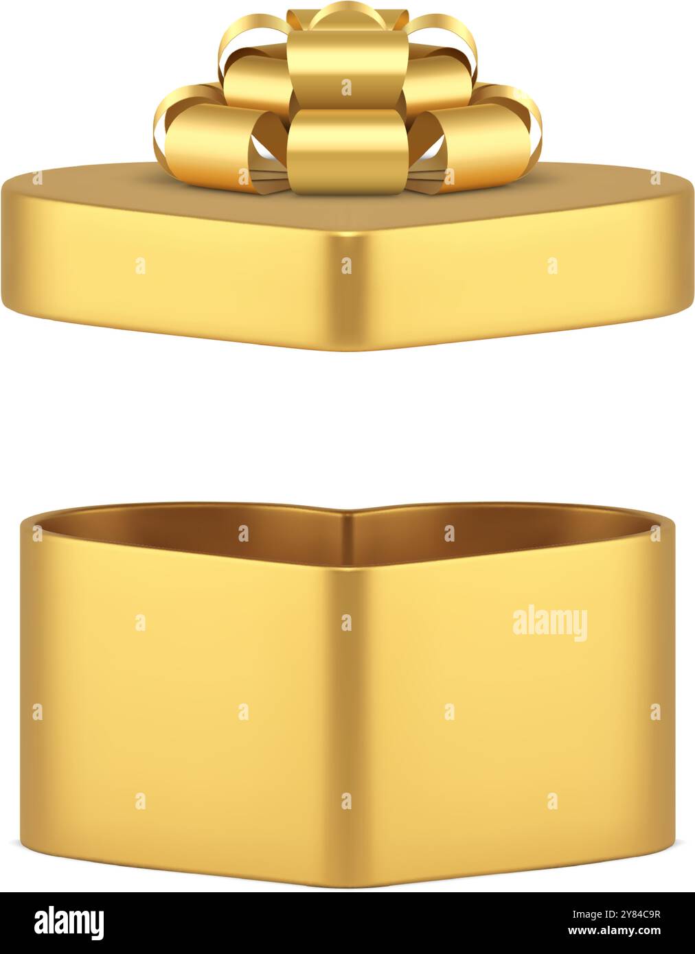 Golden luxury open gift box heart shape for premium present surprise 3d ...