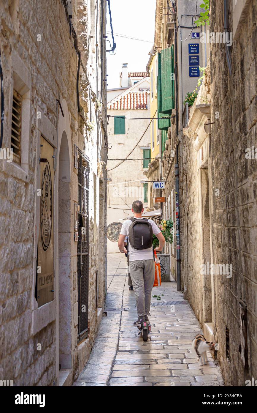 Split Croatia,Old Town,Ulica Julija Nepota street,narrow pedestrian ...