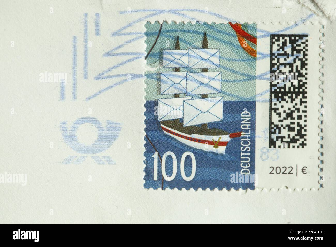 Cancelled German stamp 100 cent on an envelope with postmark, Germany ...