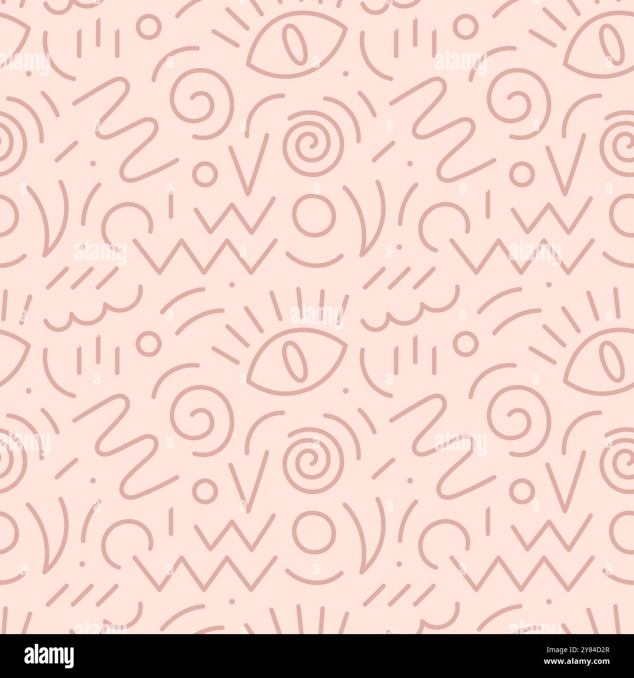 90s seamless pattern squiggle. Abstract geometric shapes pattern ...