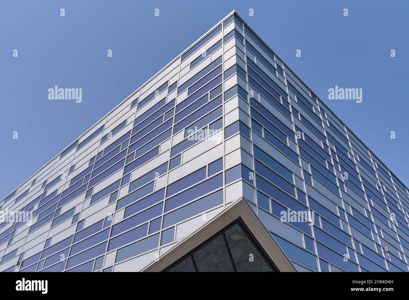 Modern building with many windows and a bright blue sky, Sandnes, Fylke ...