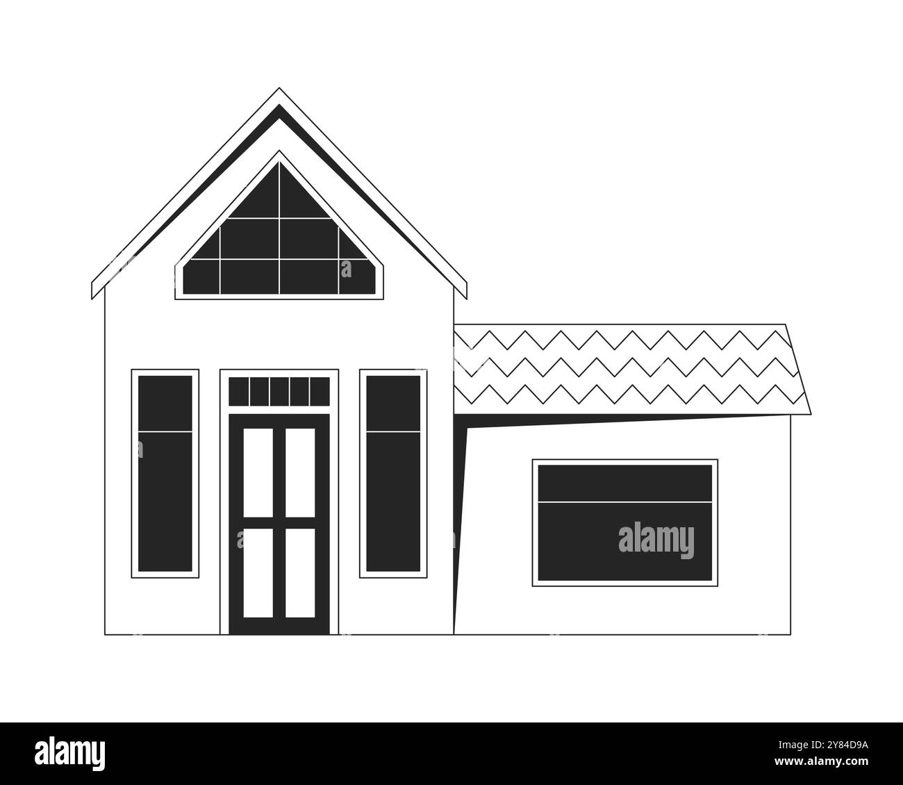 Modern house with garage black and white 2D line object Stock Vector ...