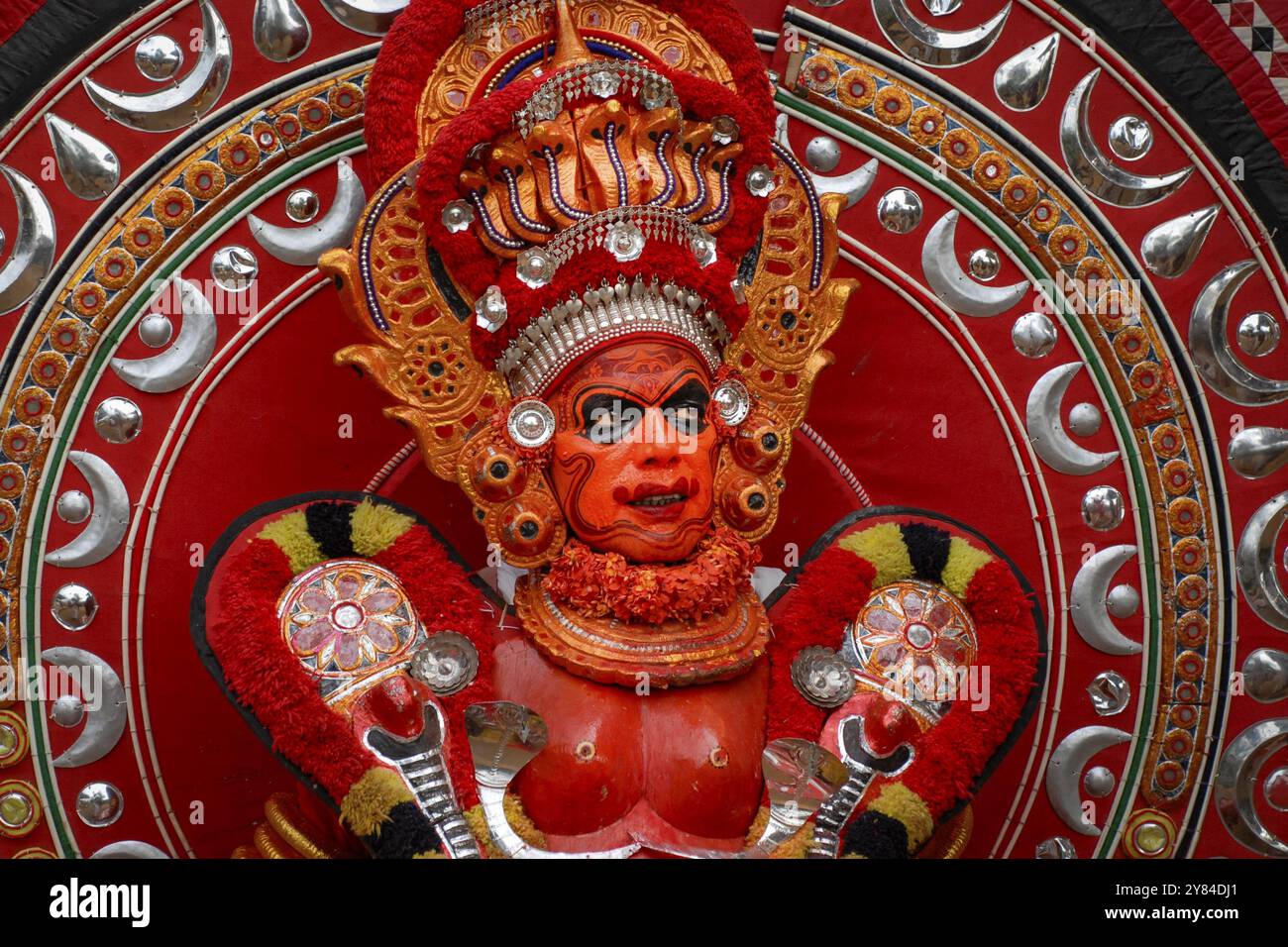 Performers during a Theyyam ritual, near Kasargod, North Kerala, Kerala ...