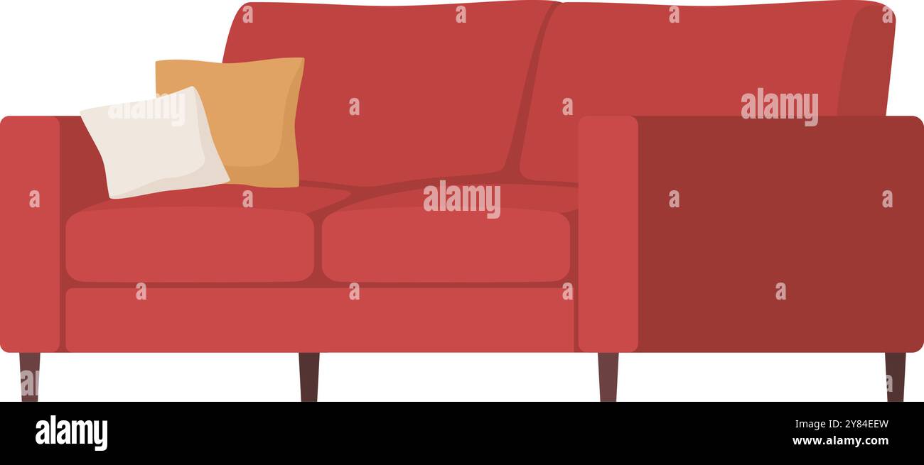 Sofa red cushions Stock Vector Images - Alamy