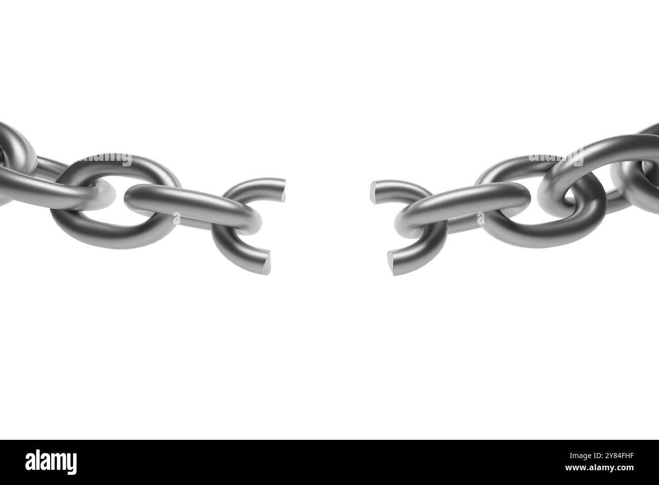 Chains breaking isolated on white background. 3d illustration Stock Photo - Alamy