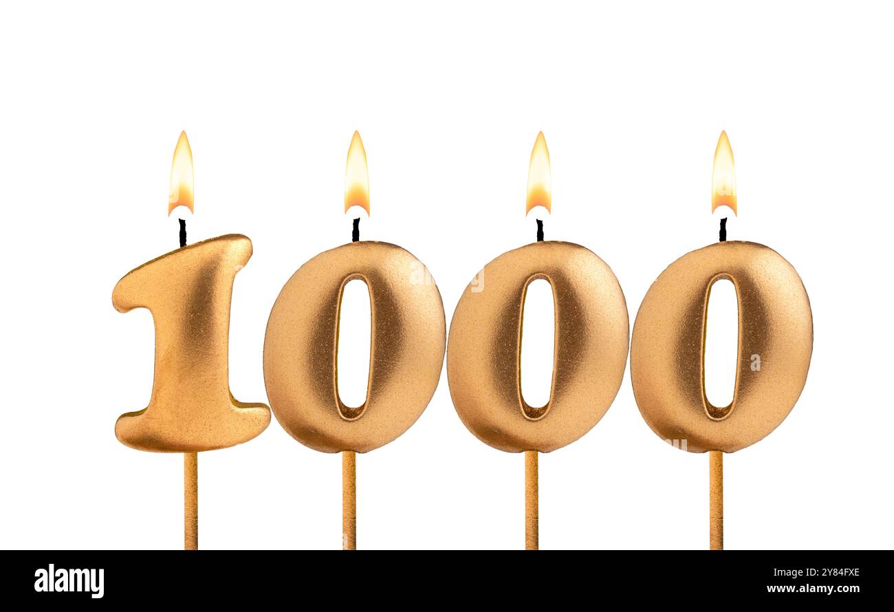 Golden candle number 1000 - Birthday on white background Stock Photo ...