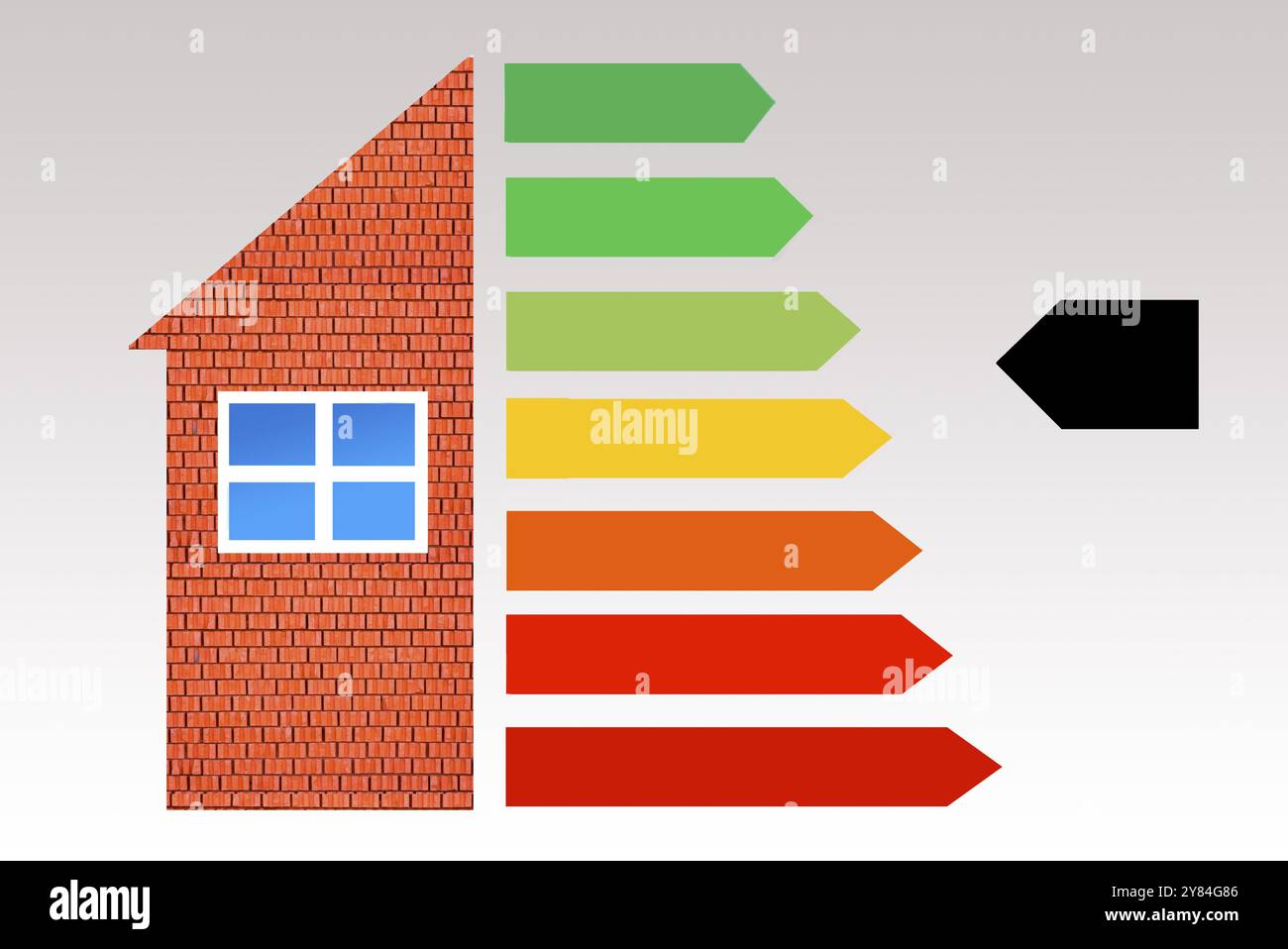 House symbol, energy class arrows Stock Photo - Alamy