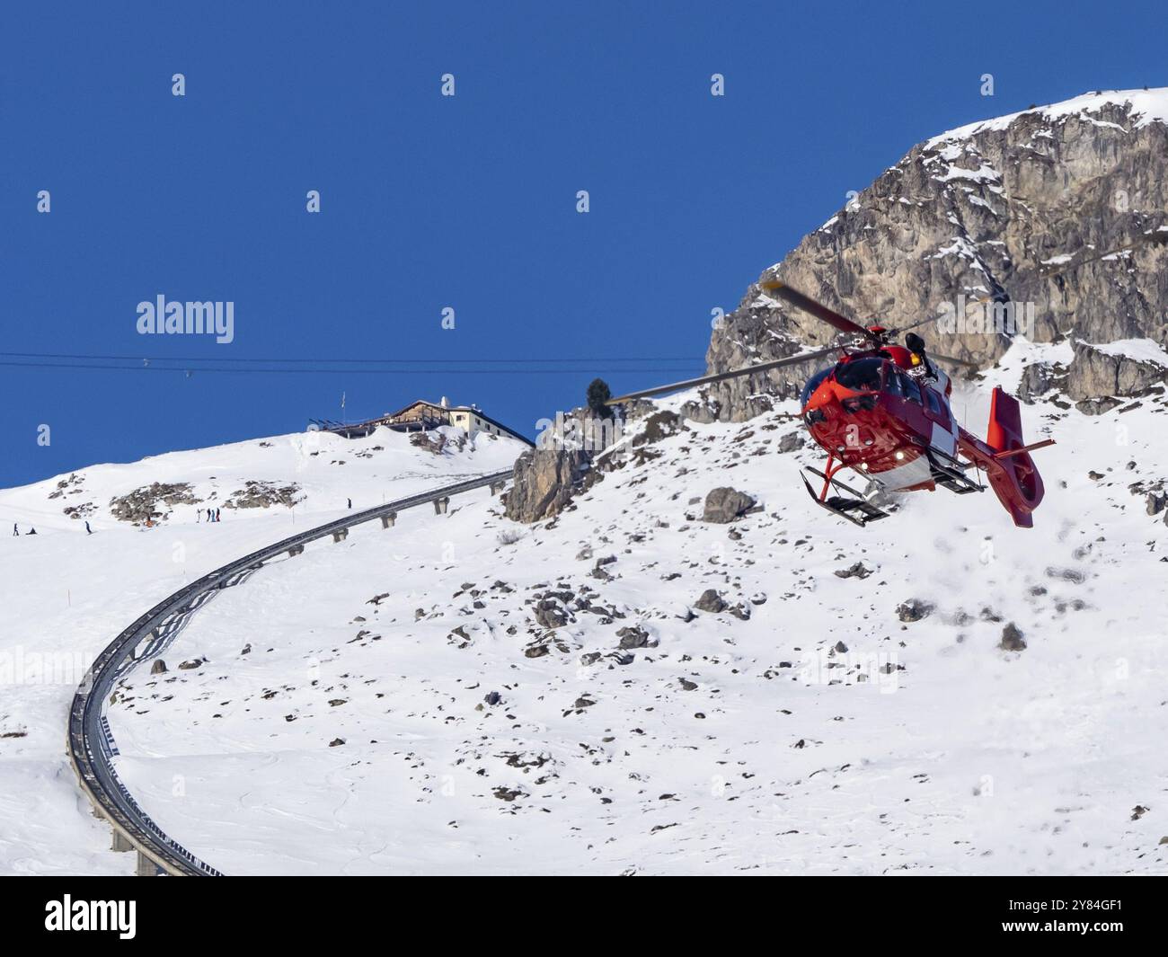 Alpine rescue helicopter in winter Stock Photo - Alamy