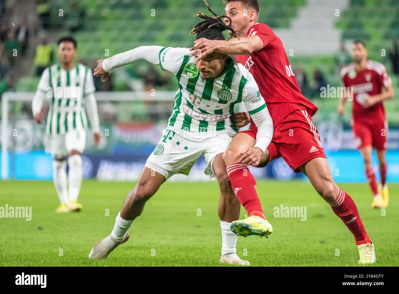 Budapest, Hungary – October 9, 2022. Ferencvaros defender Samy Mmaee ...