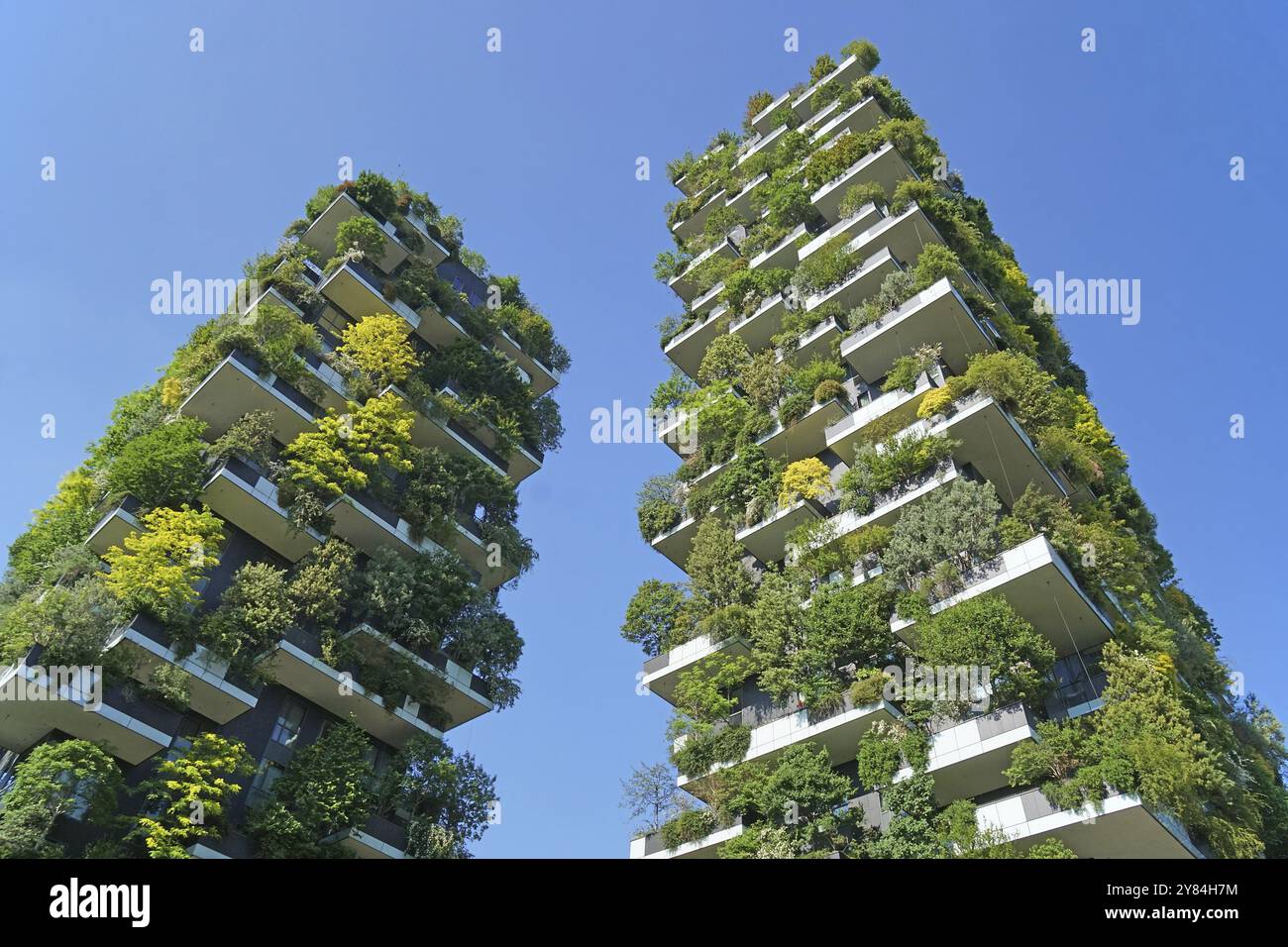 Bosco Verticale, twin tower, green tower block with trees and shrubs ...
