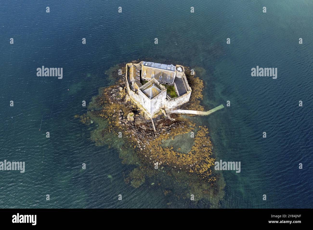 Kisimul Castle, castle ruins in the harbour area, drone shot, Castlebay ...
