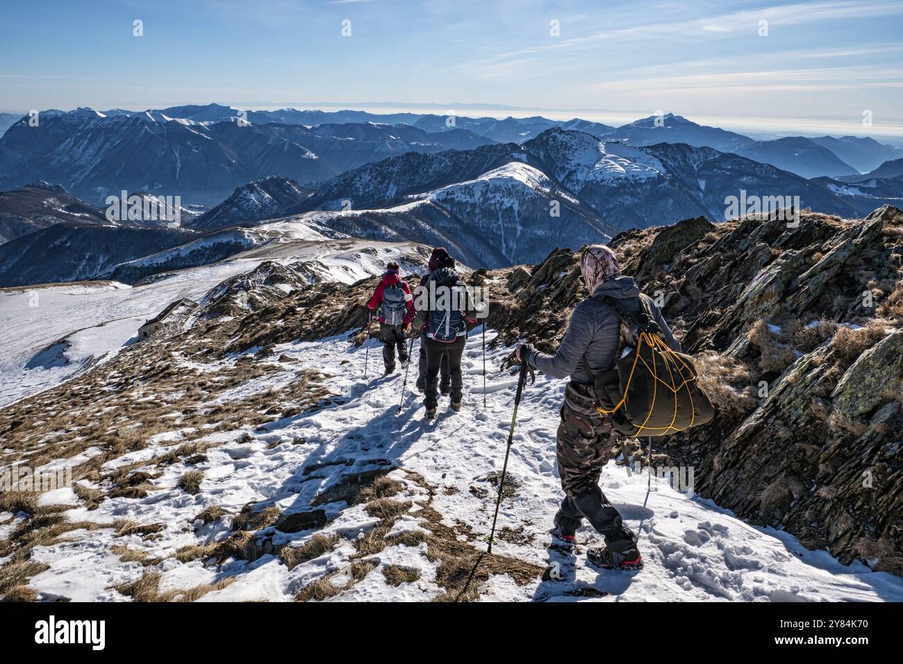 Trekking scene in the Italian alps of Lake Como Stock Photo - Alamy